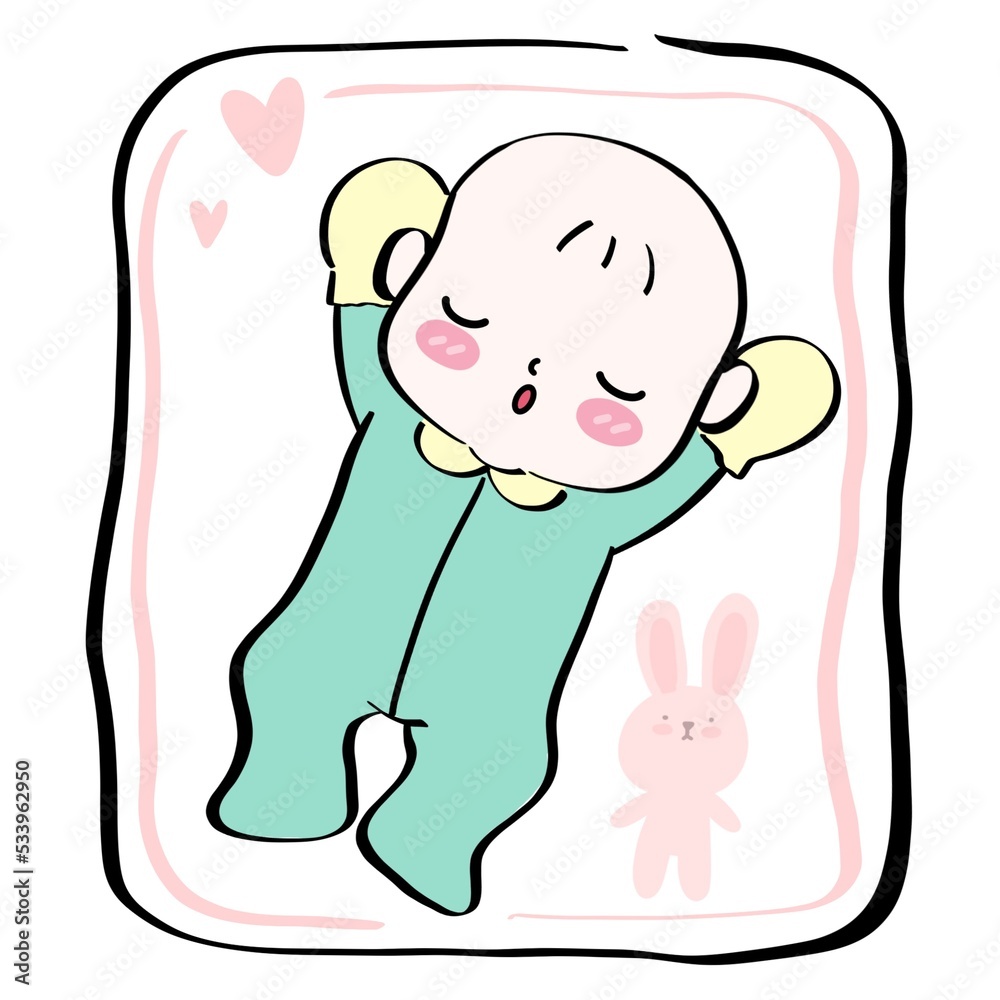 Cute cartoon baby sleeping. Stock Illustration | Adobe Stock