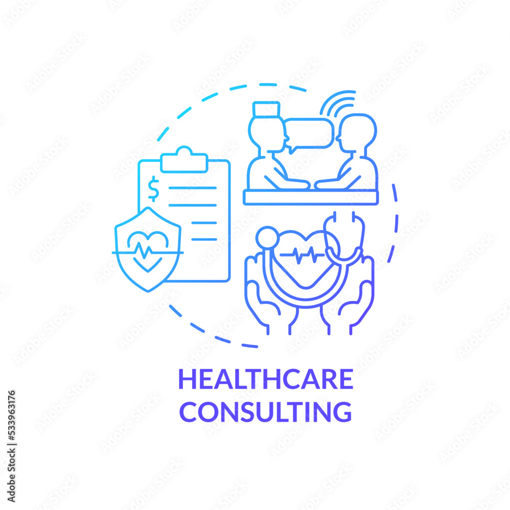 Healthcare consulting blue gradient concept icon. Medical help. In ...