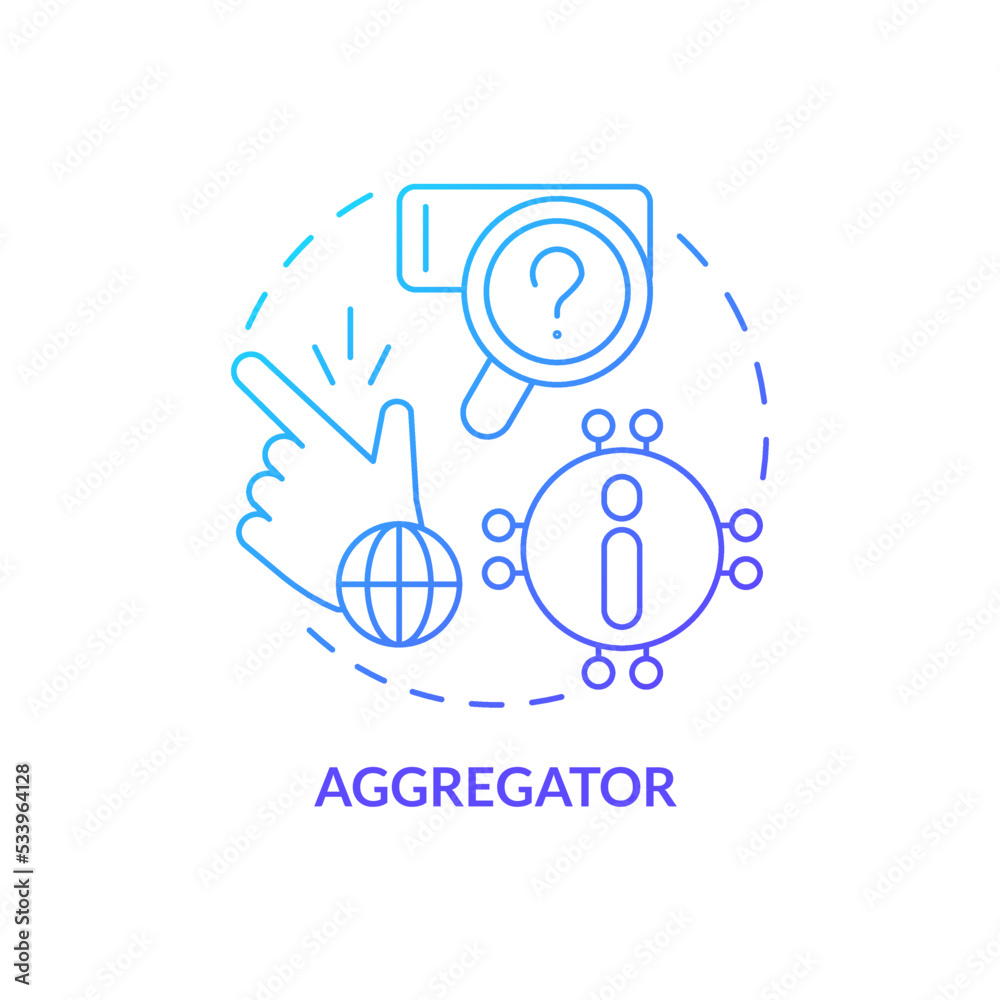 Aggregator blue gradient concept icon. Online website and application ...