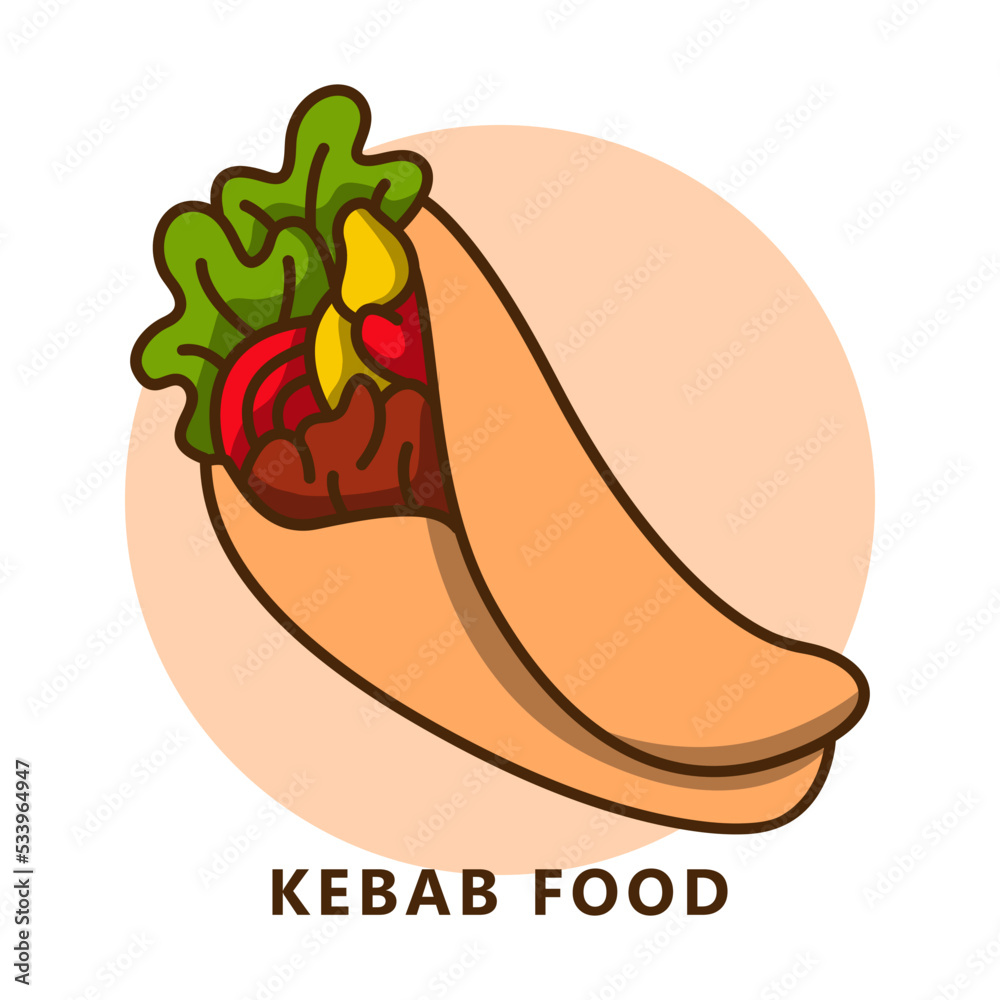 Kebab food illustration cartoon. food and drink logo. Beef kebab ...