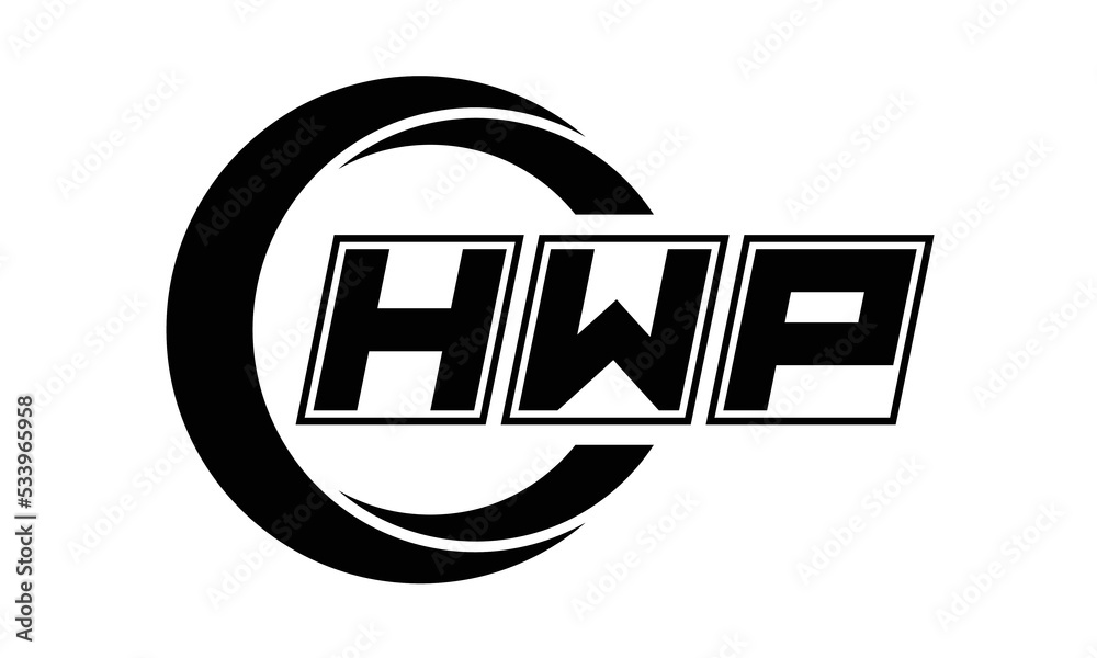 HWP three-letter circle logo design. custom font logo vector template ...