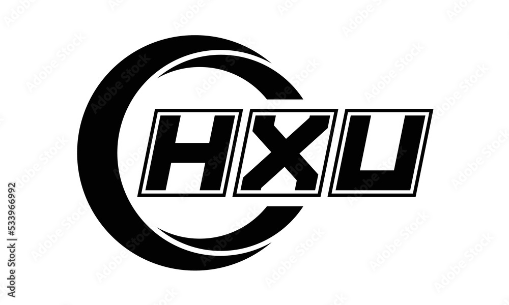 HXU three-letter circle logo design. custom font logo vector template ...