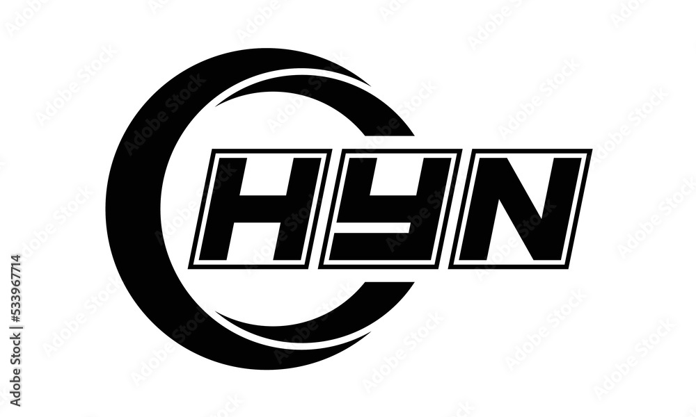 HYN three-letter circle logo design. custom font logo vector template ...