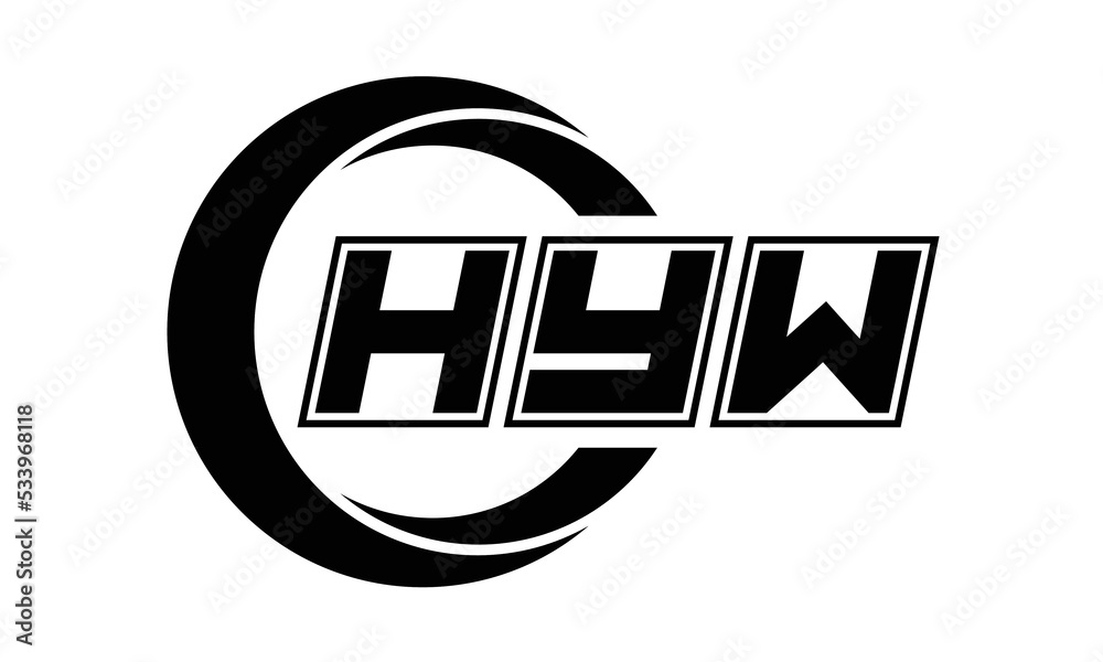 HYW three-letter circle logo design. custom font logo vector template ...