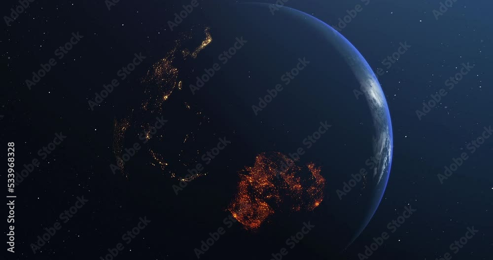 3D Animated Backgrounds of earth globe with map of Australia all burnt ...