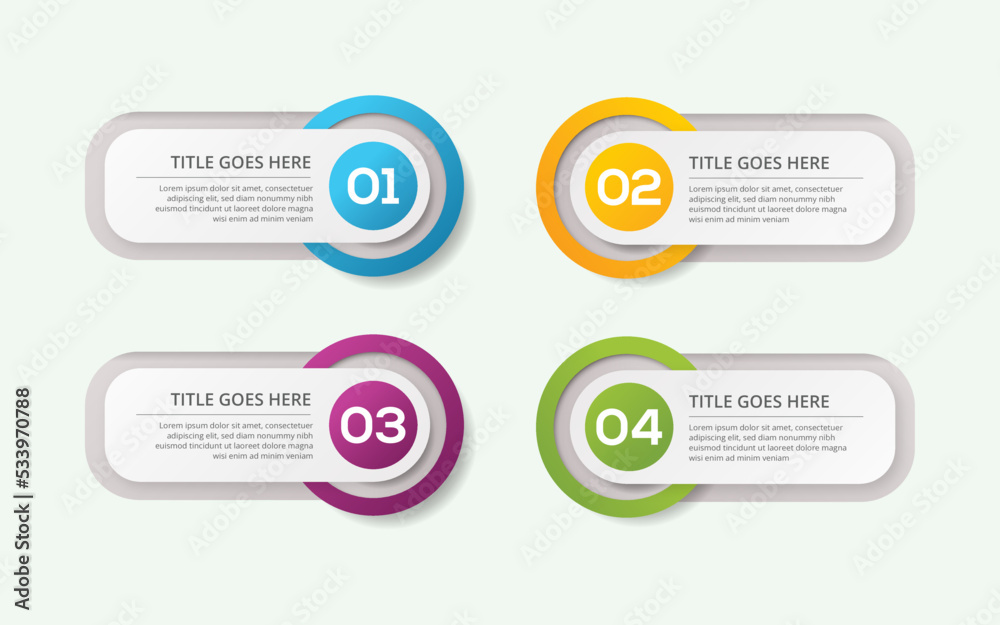 Business action step infographic design template with 5 colored options ...