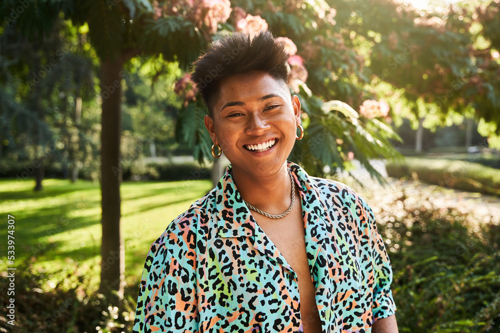 Stylish Filipino transgender woman in park Stock Photo | Adobe Stock