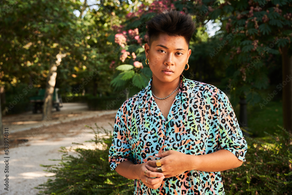 Stylish Filipino transgender woman in park Stock Photo | Adobe Stock