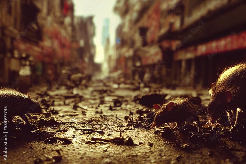 Infestation of houses in urban areas by big mouses, bringing epidemics ...
