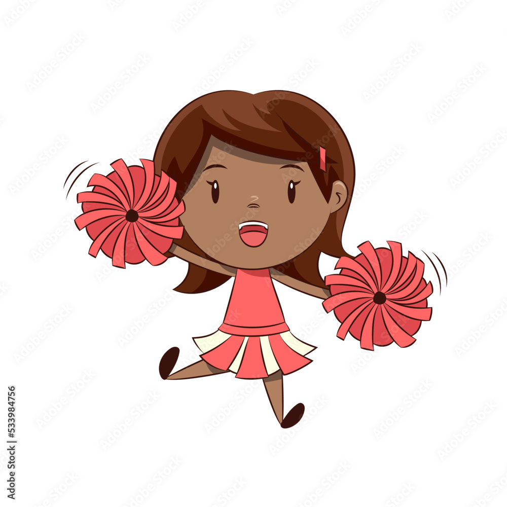 Cheerleader little girl, cheering up, happy cute child Stock Vector ...