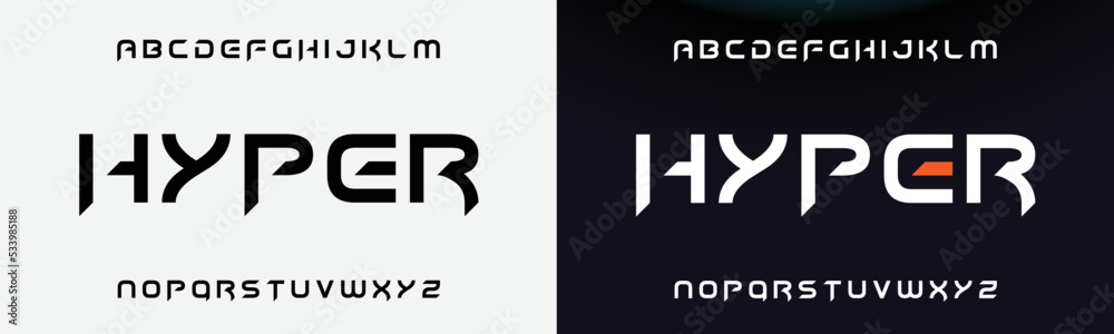 HYPER Sports minimal tech font letter set. Luxury vector typeface for ...