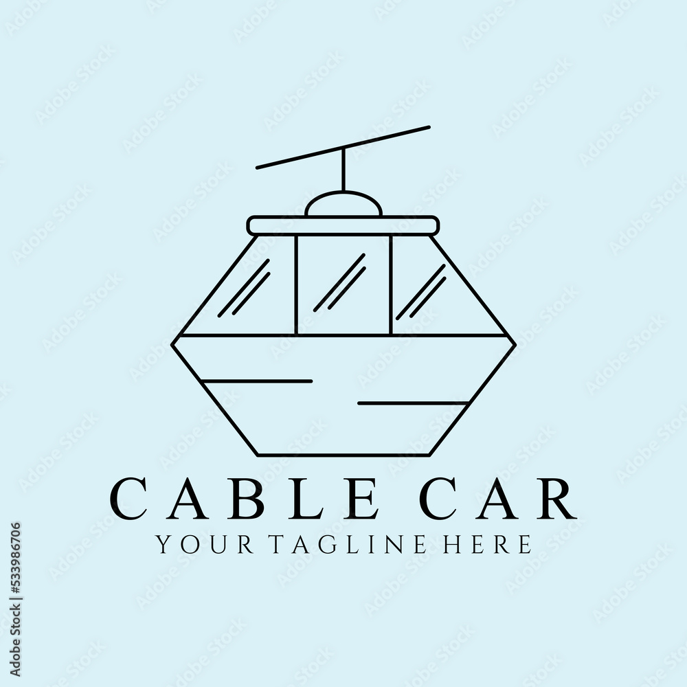 cable car line art minimalist logo vector illustration design creative ...