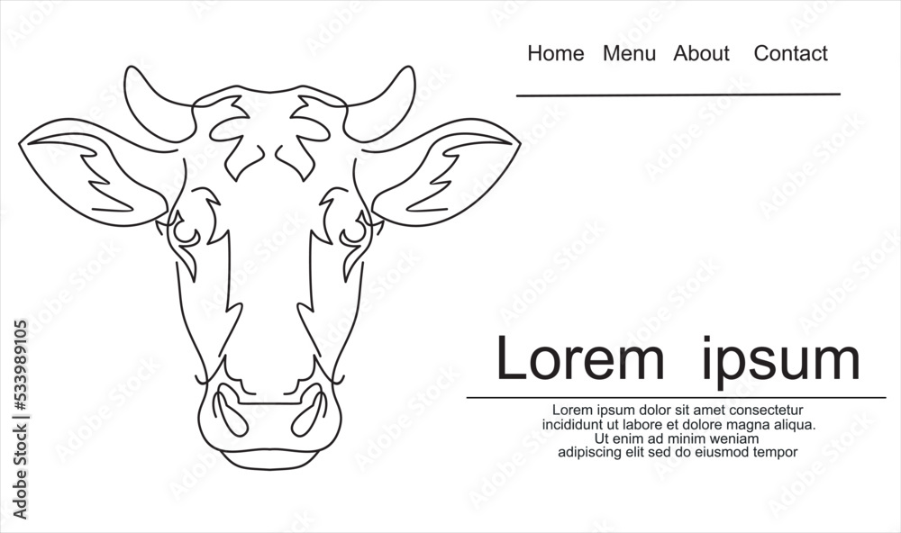 cow logo design, cow head, cow face, line art Stock Vector | Adobe Stock