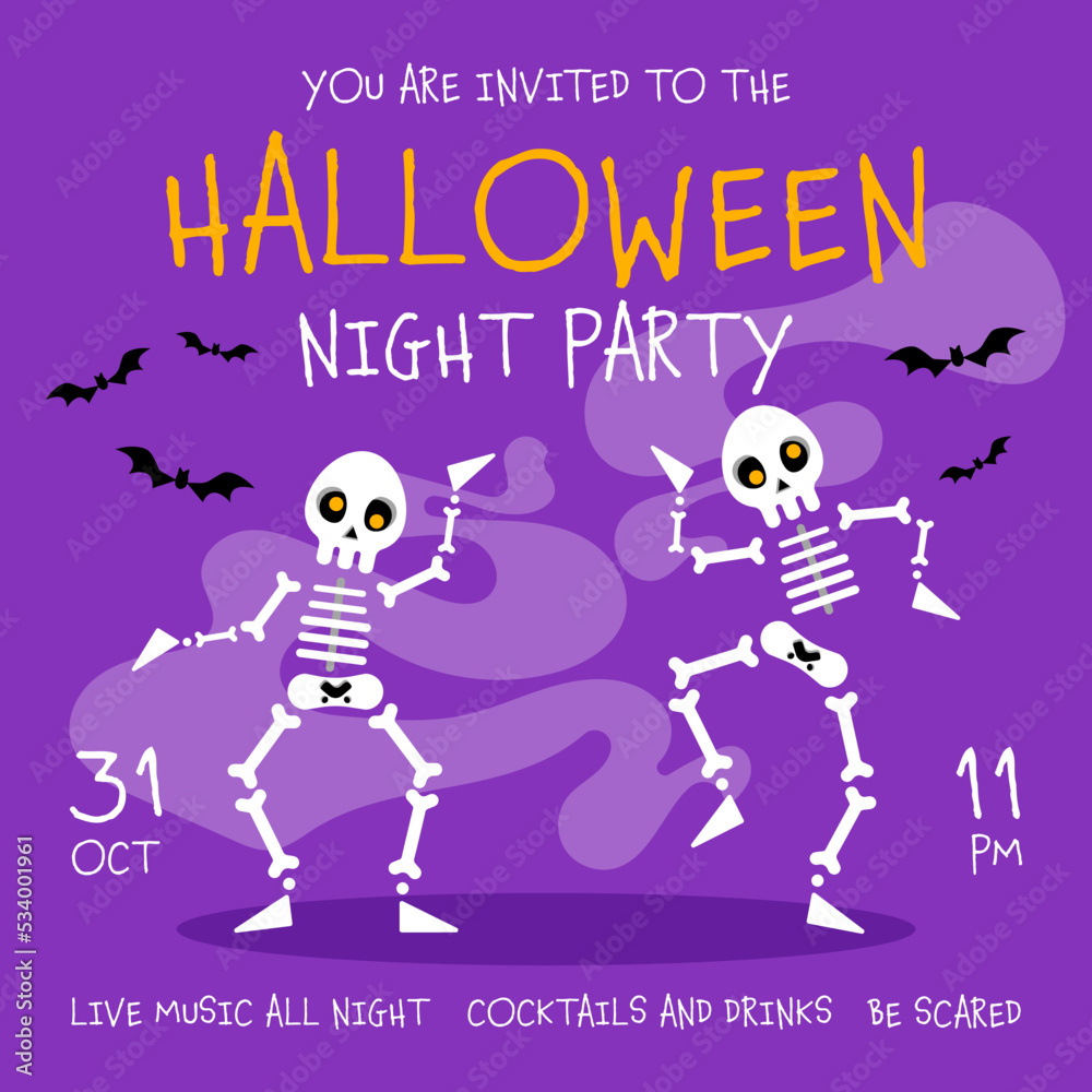 Halloween night party invitation card, flyer, banner or poster design ...