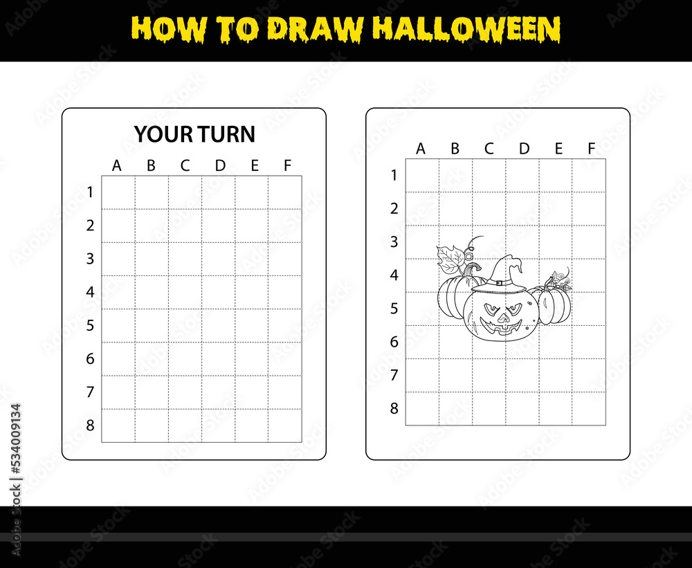 How to draw Halloween for kids. Halloween drawing skill coloring page ...