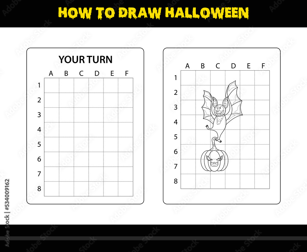 How to draw Halloween for kids. Halloween drawing skill coloring page ...