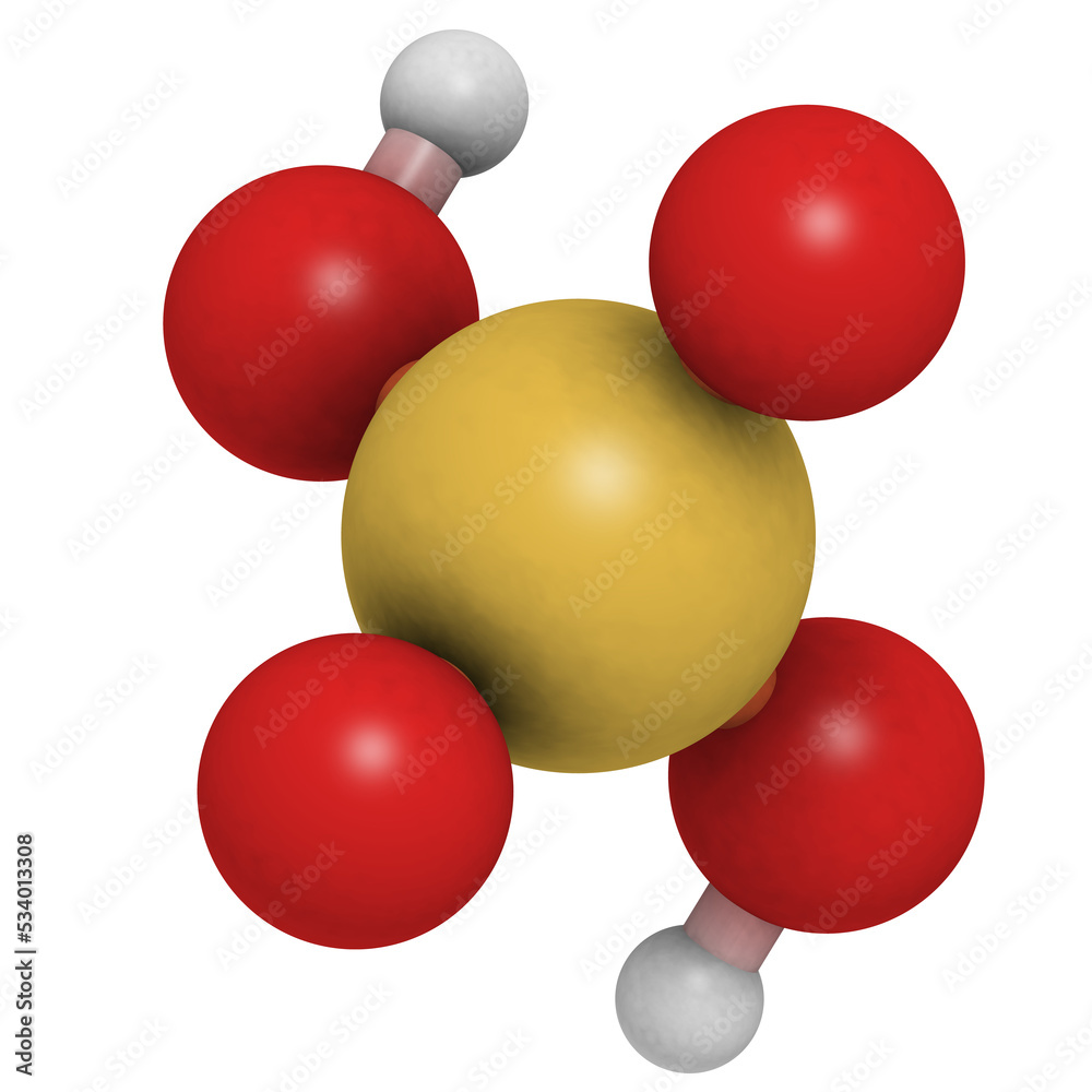 Sulfuric acid (H2SO4, oil of vitriol) molecule, chemical structure ...