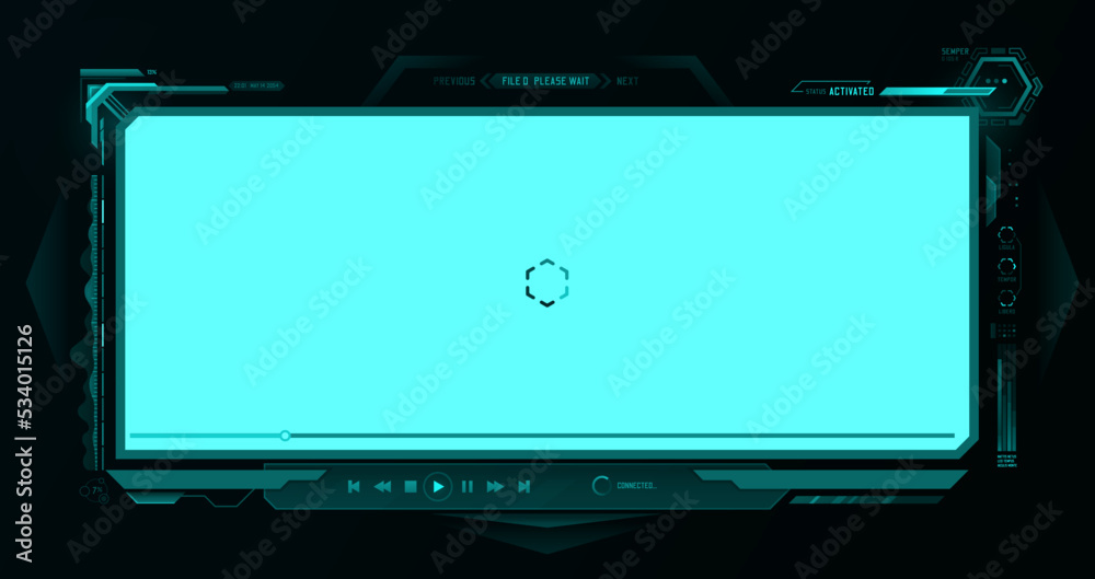 Futuristic HUD video player screen interface. Vector ui of digital ...