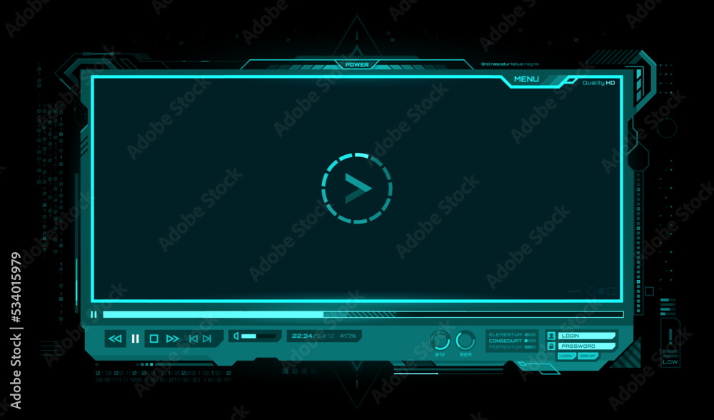 HUD video player screen interface. Futuristic ui of vector digital ...