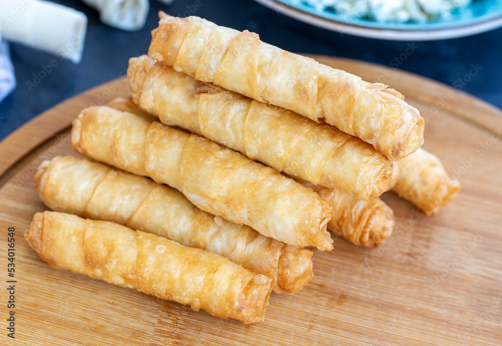 Sigara Boregi - Turkish Cigar Shaped Rolls Stock Photo | Adobe Stock