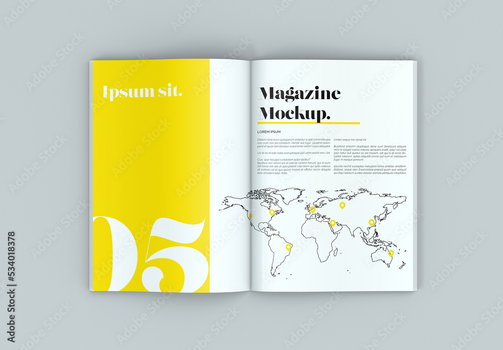 Top View Open Magazine Mockup Stock Template | Adobe Stock