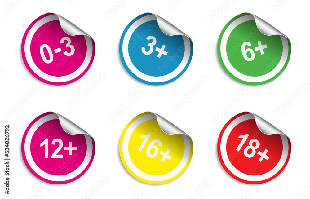 Fototapeta Age limit icons for kids and teenagers. Creating icon with ...