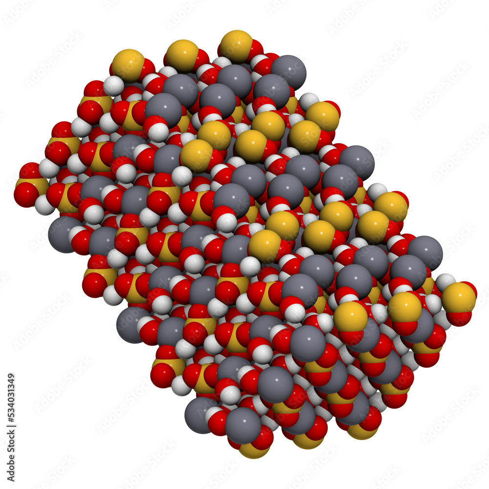 Gypsum (CaSO4.2H2O) mineral, crystal structure. Gypsum is used for the ...