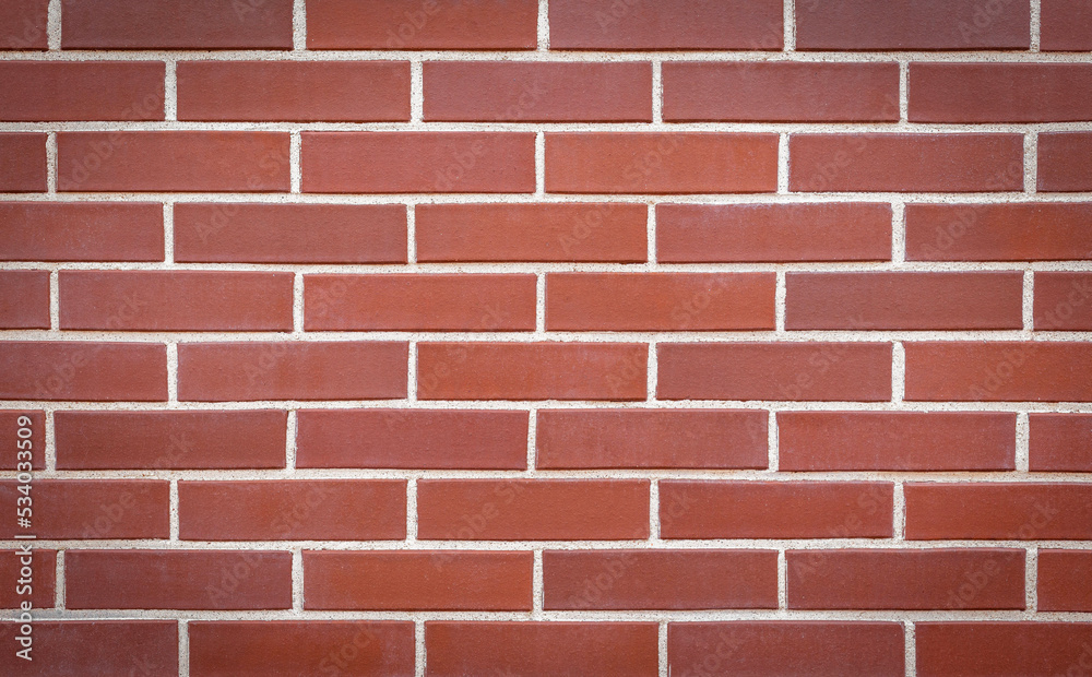Red brick wall made of smooth brick. Seamless smooth brick wall texture ...