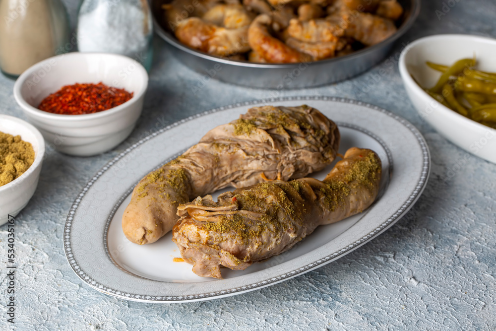 Turkish Traditional Food Rice Stuffed Intestines Tripe Sirdan Dolma ...