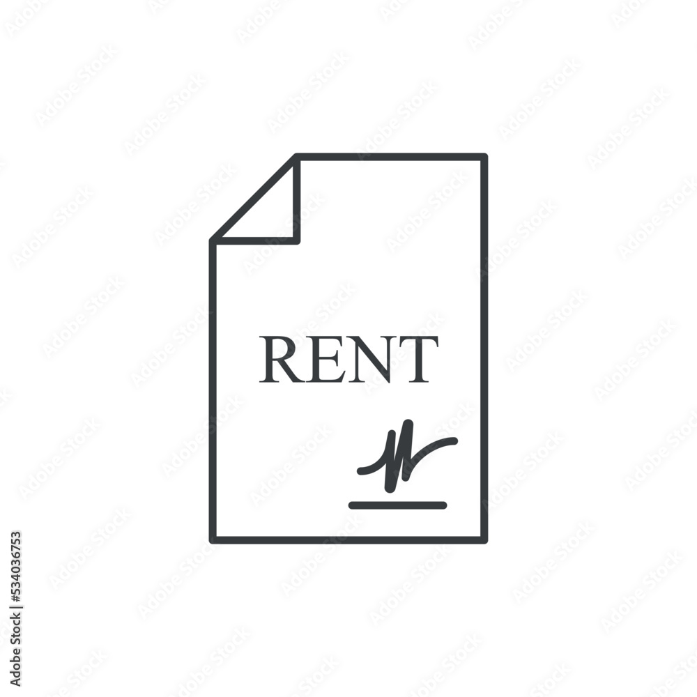 The icon of a signed lease document. A simple line drawing of a piece ...