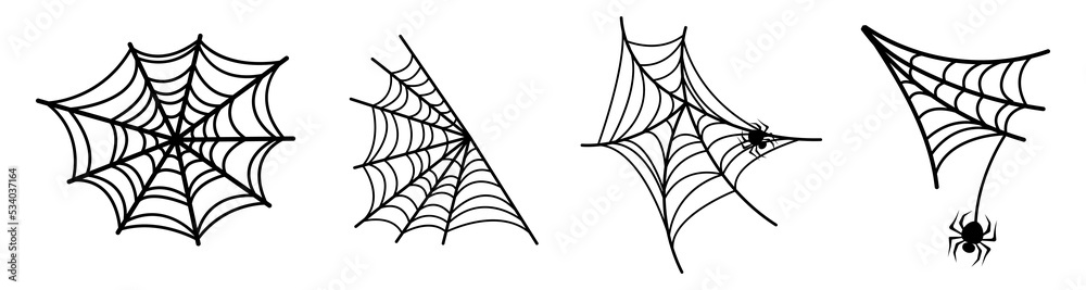 Set with spider web icons. Halloween decoration with cobweb. Spider ...