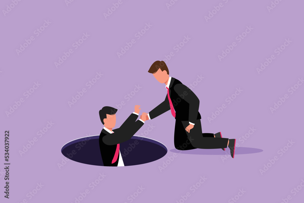 Character flat drawing competitive businessman helping his friend by ...