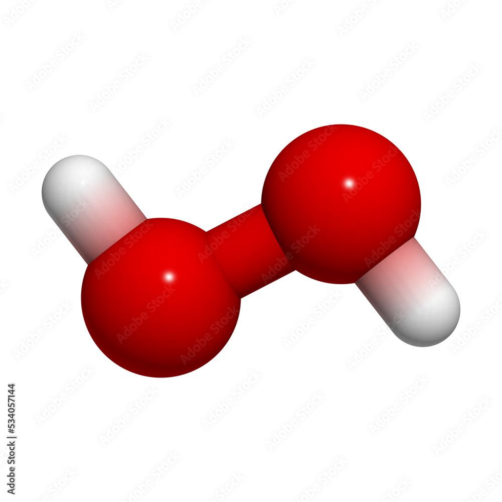 Hydrogen peroxide molecule. Reactive oxygen species (ROS). Used as ...