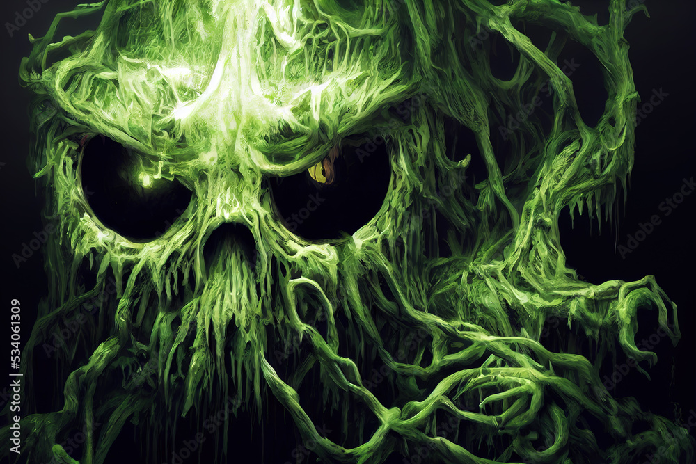 3 D render. Scary monsters with tentacles, undead. Horror background ...