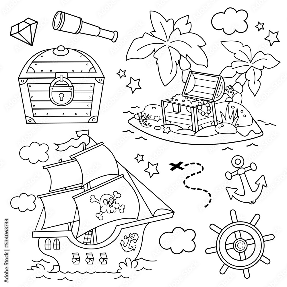 Coloring Pages Pirates Treasure Chest
