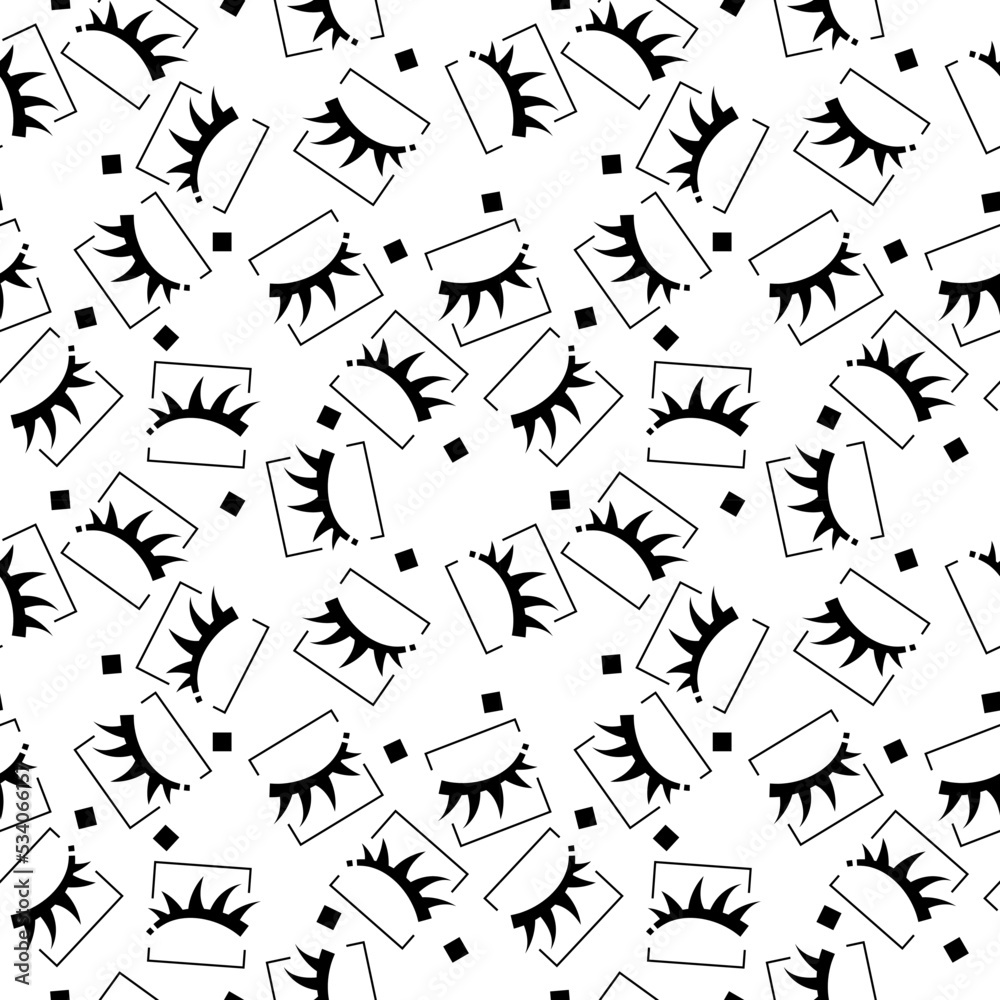 Seamless patterns with eyelashes. The element of the packaging design ...
