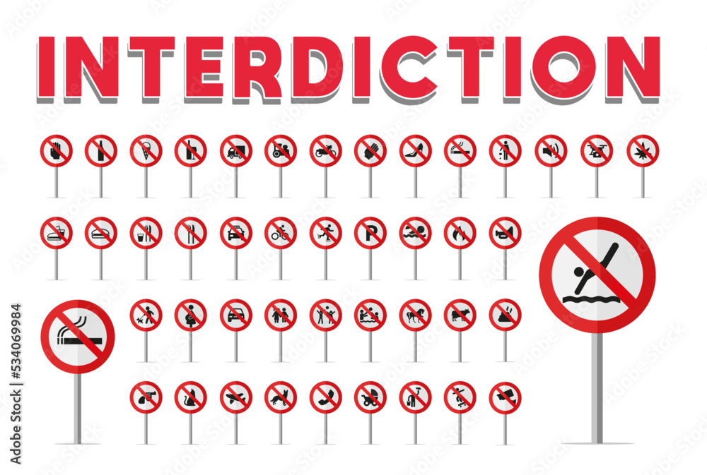 Pictogramme signalisation interdiction panneau danger Stock ...