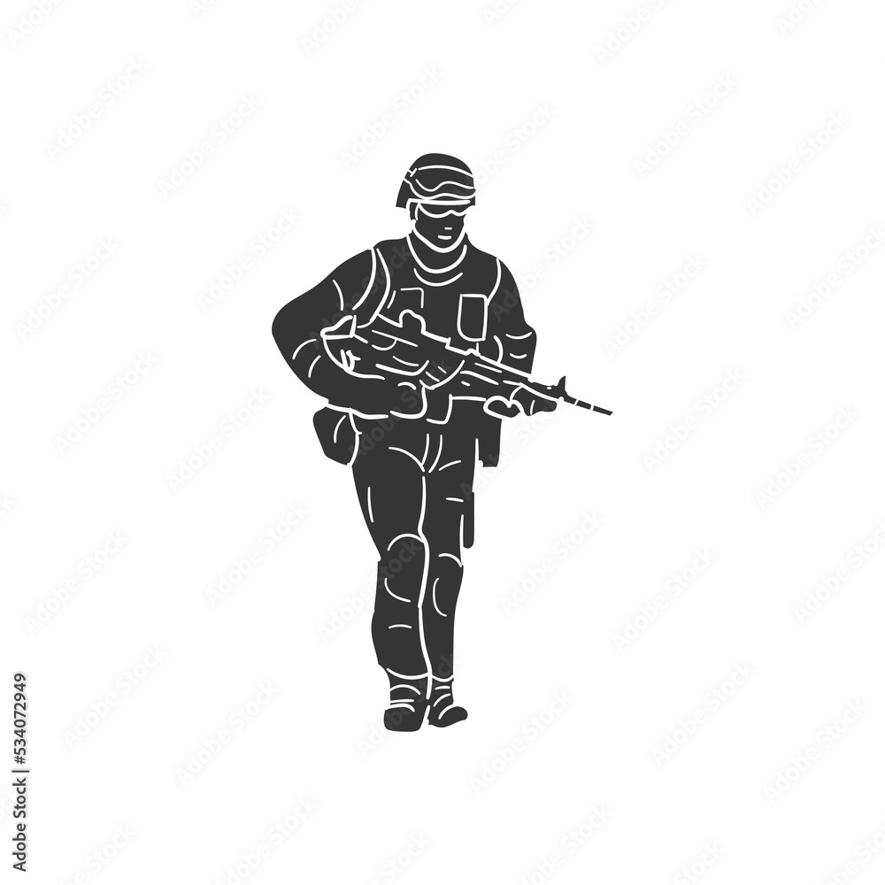 Soldier Icon Silhouette Illustration. War Vector Graphic Pictogram ...