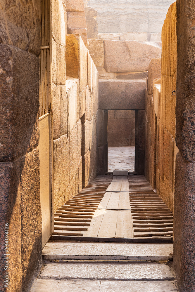 Temple ruins at the Great Pyramid complex in Giza. Stock Photo | Adobe ...