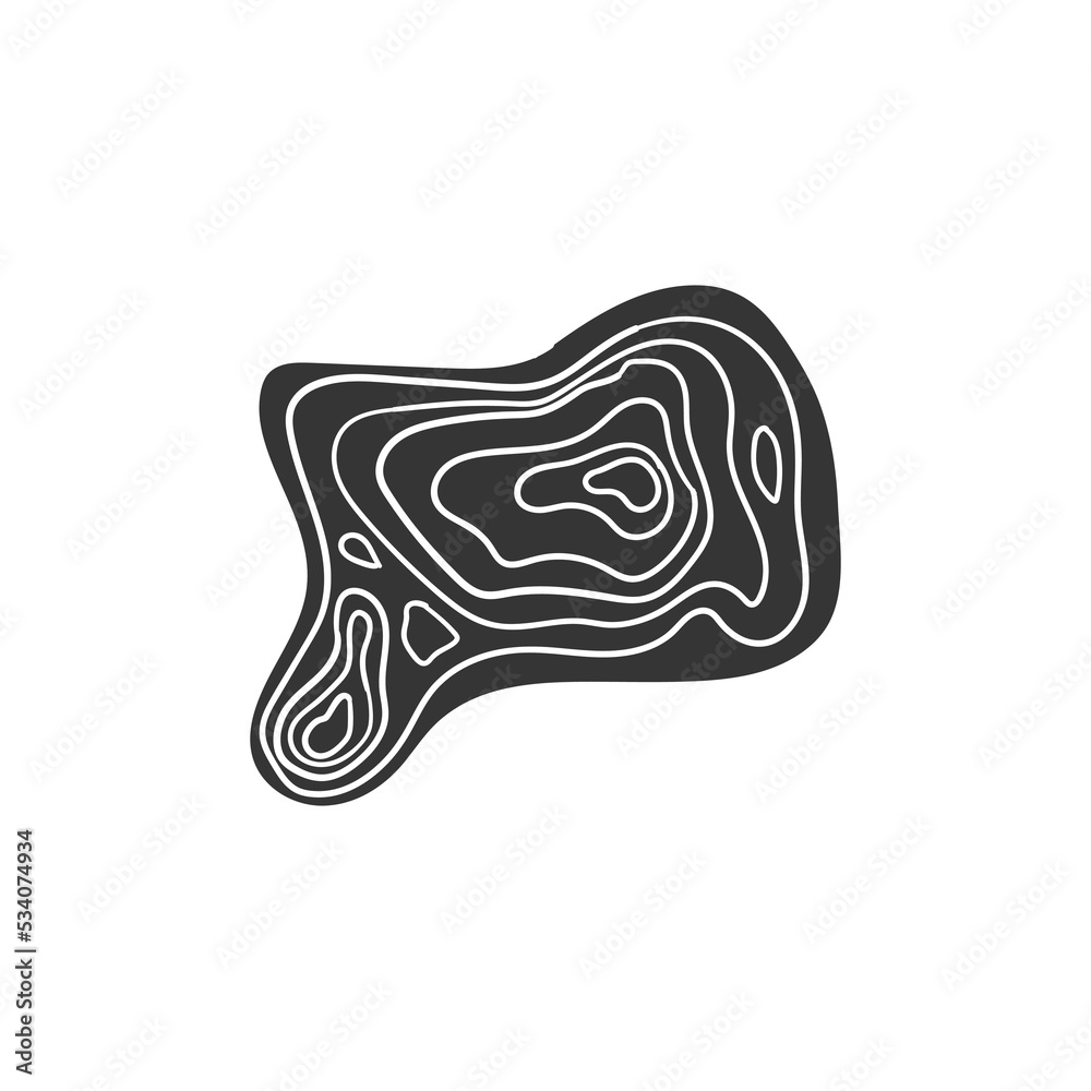 Topography Icon Silhouette Illustration. Mountain Drawn Vector Graphic ...