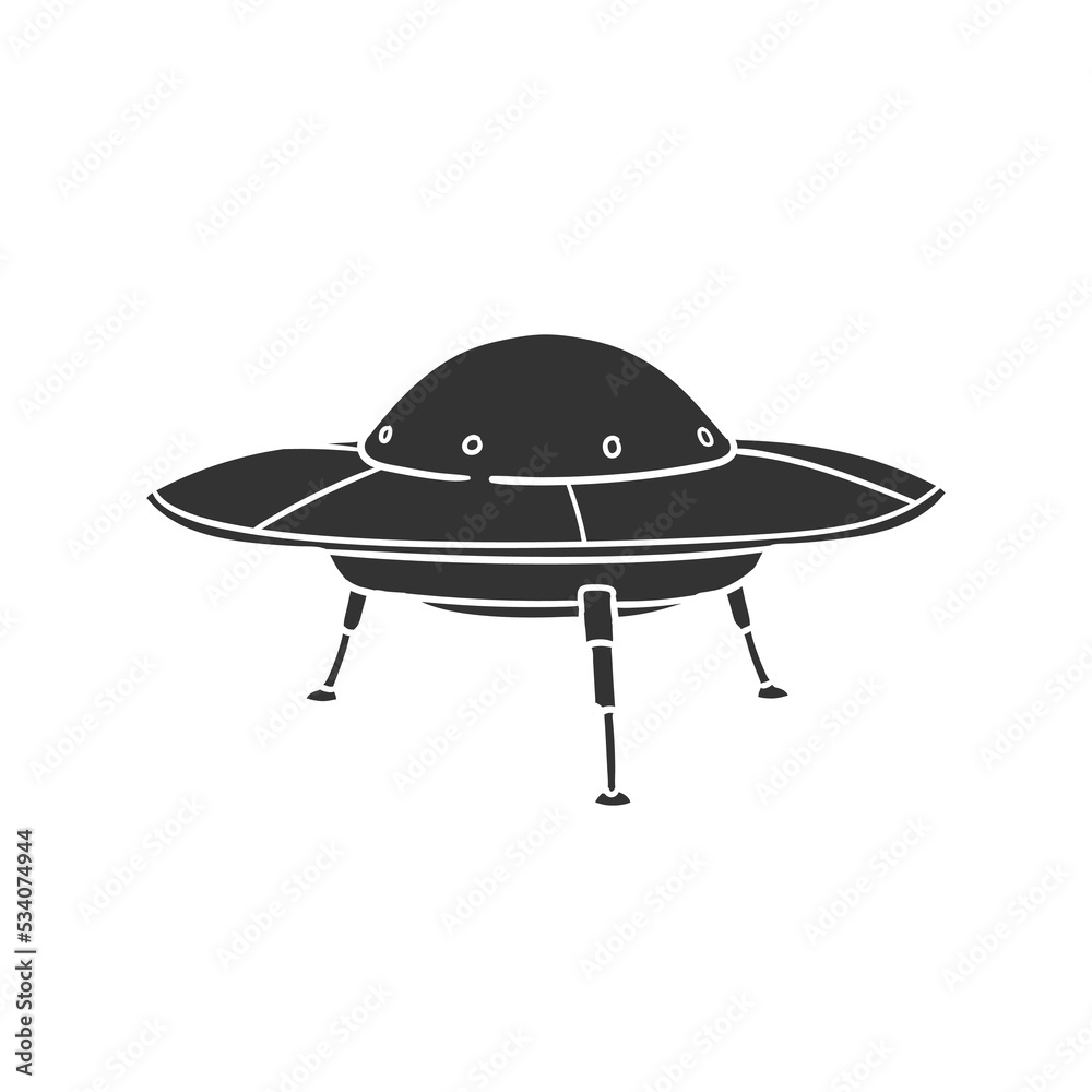 UFO Icon Silhouette Illustration. Alien Vector Graphic Pictogram Symbol ...