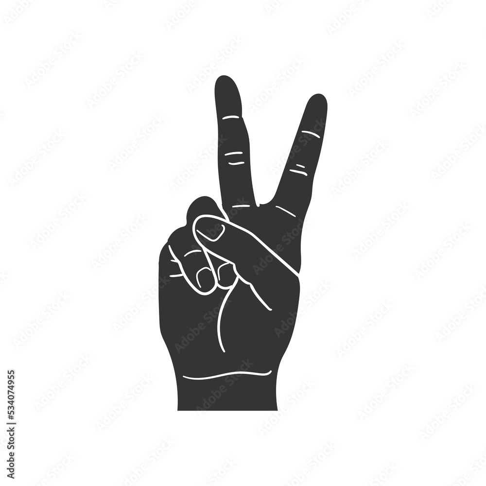 Victory Hand Icon Silhouette Illustration. Hand Gesture Vector Graphic ...