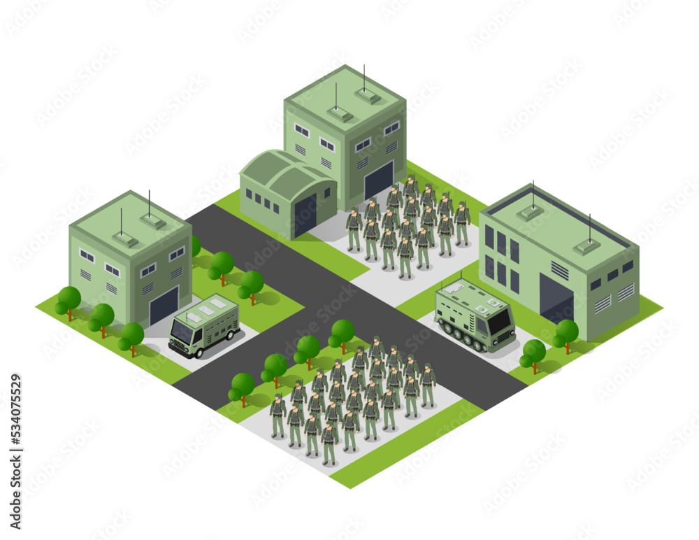 Module base camp object element for building design army armed Stock ...