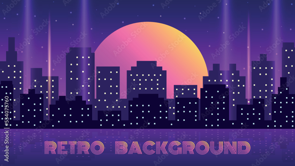 urban retro background in 80s style. vector illustration Stock Vector ...