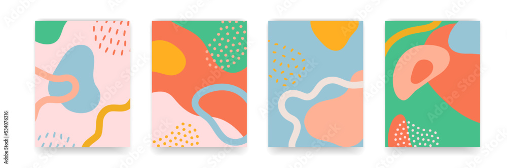 Background pattern, abstract color forms, vector Boho doodle and pop ...