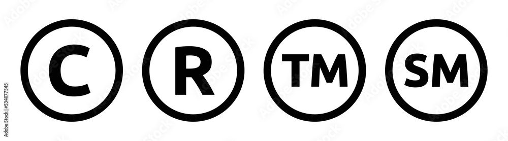 Set of registered trademark icon symbols in black design. Copyright ...