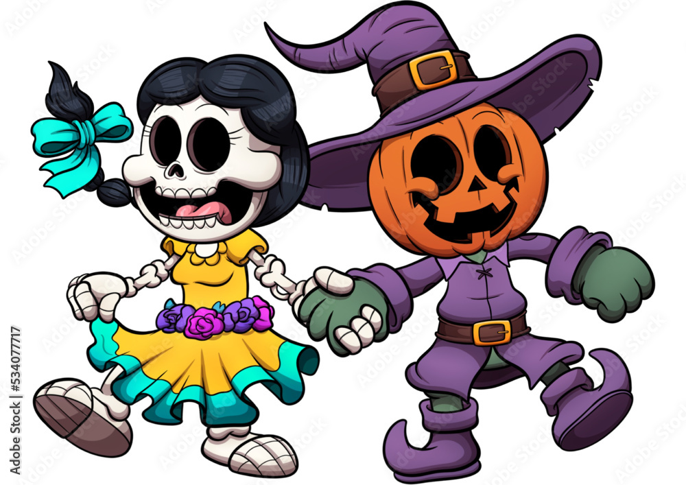 Halloween and Day of the Dead. Vector clip art illustration with simple ...