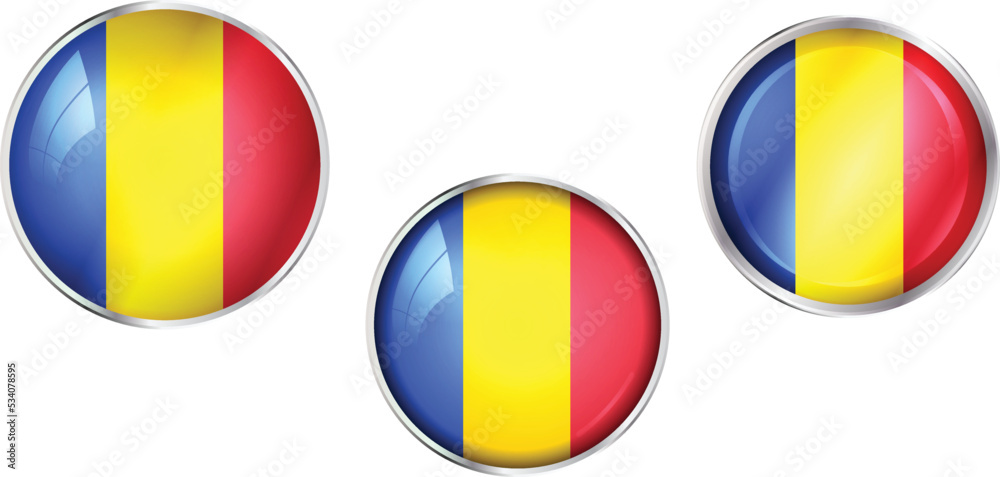 Round national flag pin of Romania.Circular vector flag of Romania ...