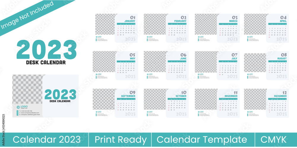 Desk Calendar 2023 desktop planner clean style minimal print ready week ...