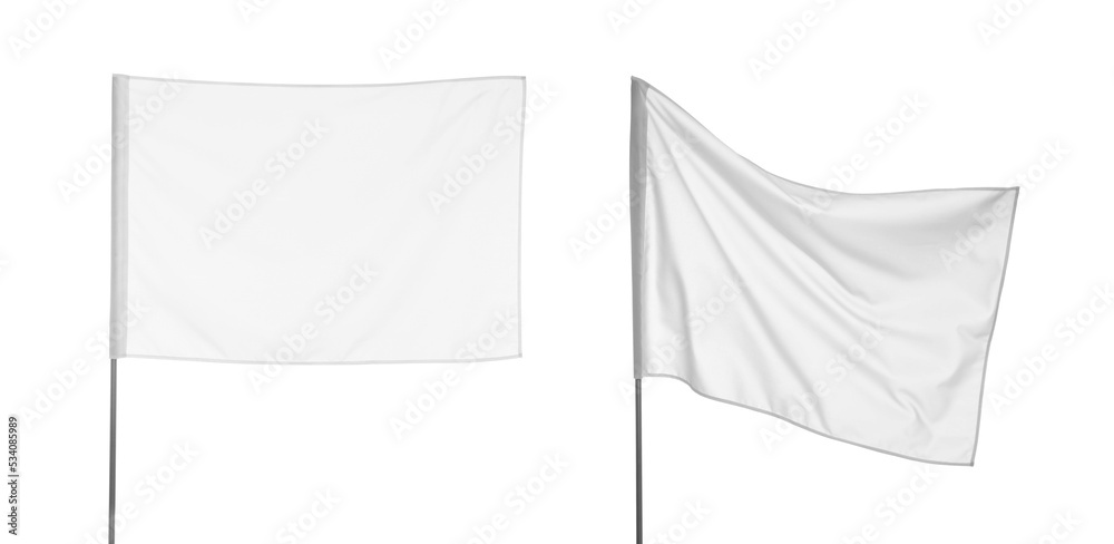 Two blank flags on white background, collage. Banner design Stock Photo ...